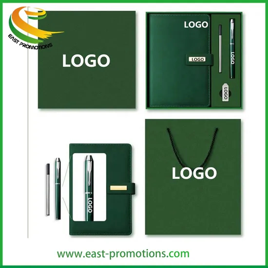 Custom Logo Luxury A5 PU Cover Corporate Gift Flash Drive Notebook Gift ...